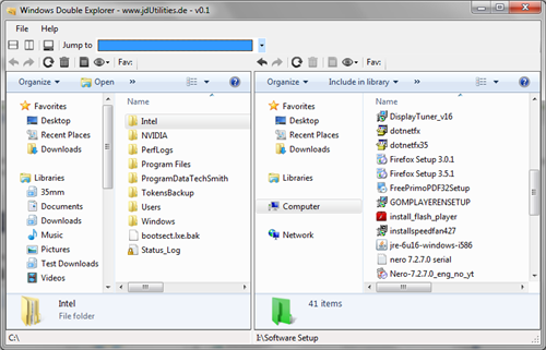 Windows Double Explorer – Dual panel Windows Explorer